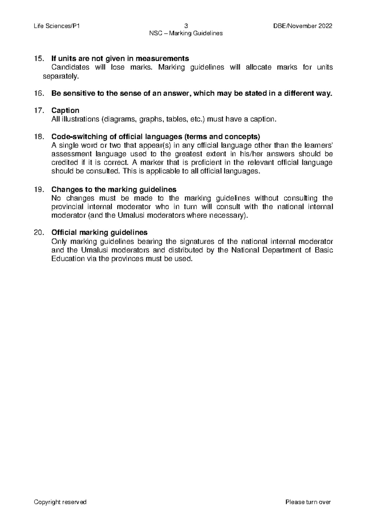 Life Sciences P1 Nov 2022 Marking Guidelines - Studocu