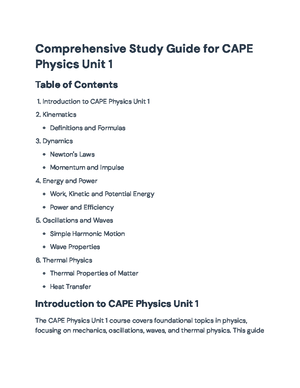 CAPE Physics Unit 1 Comprehensive Study Notes - Flipbook Format - Pure ...