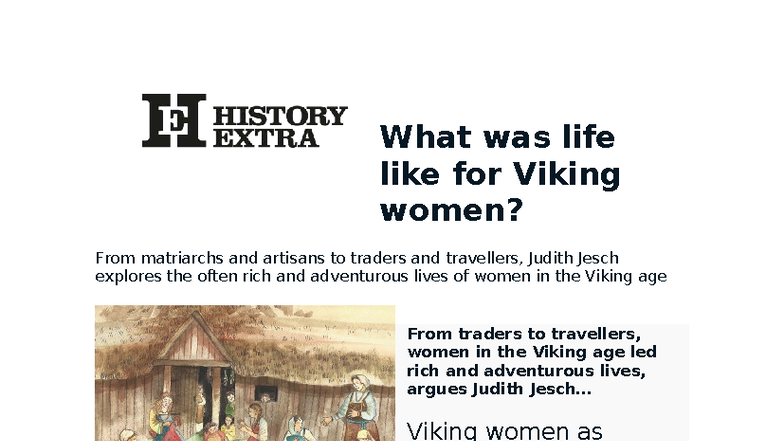 Viking Women: Life, Roles, and Adventures in the Viking Age - Studocu