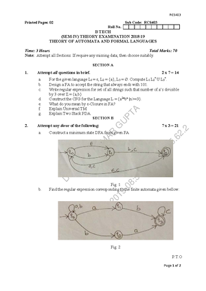 Question Bank DSTL(BCS-303) - Question Bank Discrete Structures &Theory of Logic (BCS-303) UNIT ...