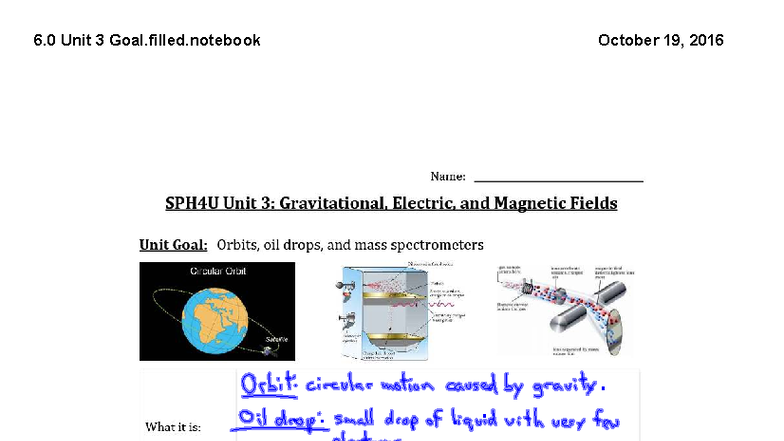 6.0 Unit 3 Goal - Student notes - SPH3U - 6 Unit 3 Goal.filled October ...