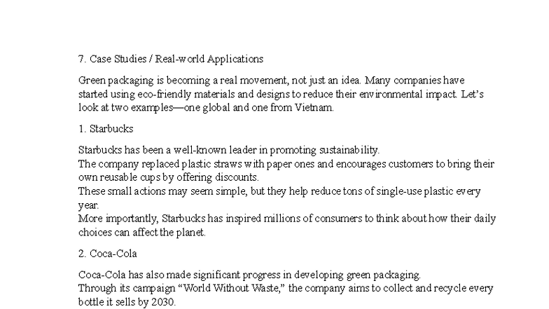 7. Case Studies on Green Packaging Applications and Future Trends - Studocu