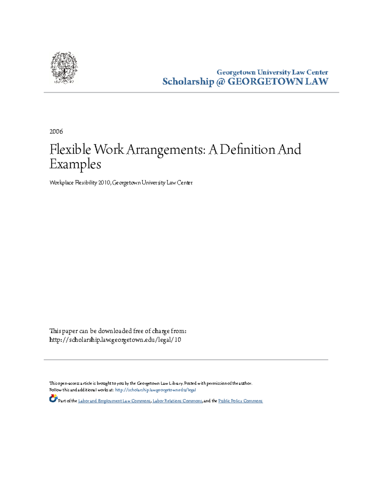 Flexible Work Arrangements: Definitions & Examples - GEORGETOWN LAW ...