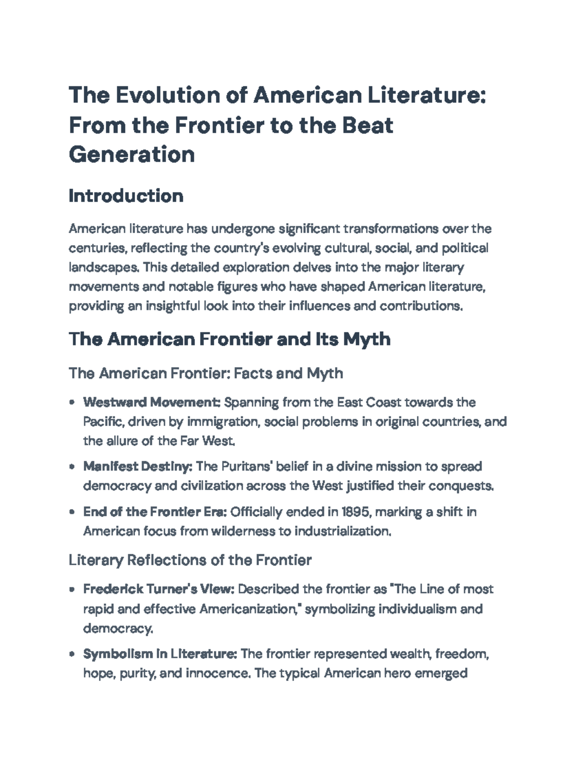 The Evolution of American Literature: Literary Movements and Figures ...