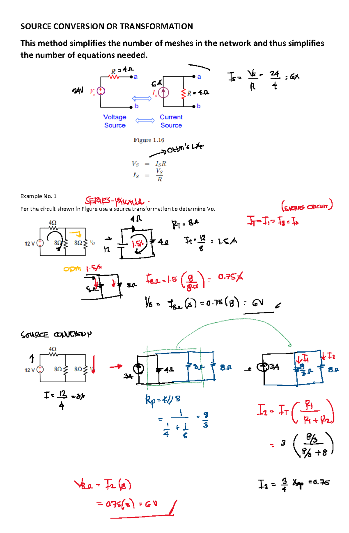 Source Conversion Or Transformation Electrical Circuits Source Conversion Or Transformation
