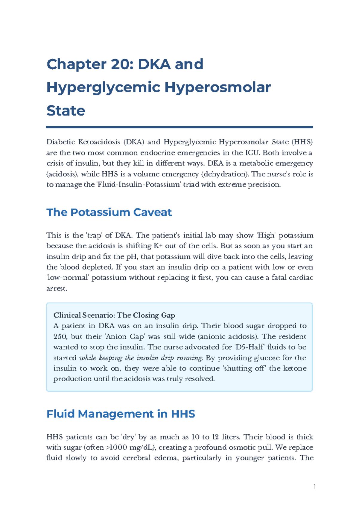 Chapter 20: DKA & HHS Management in ICU Emergencies - Studocu