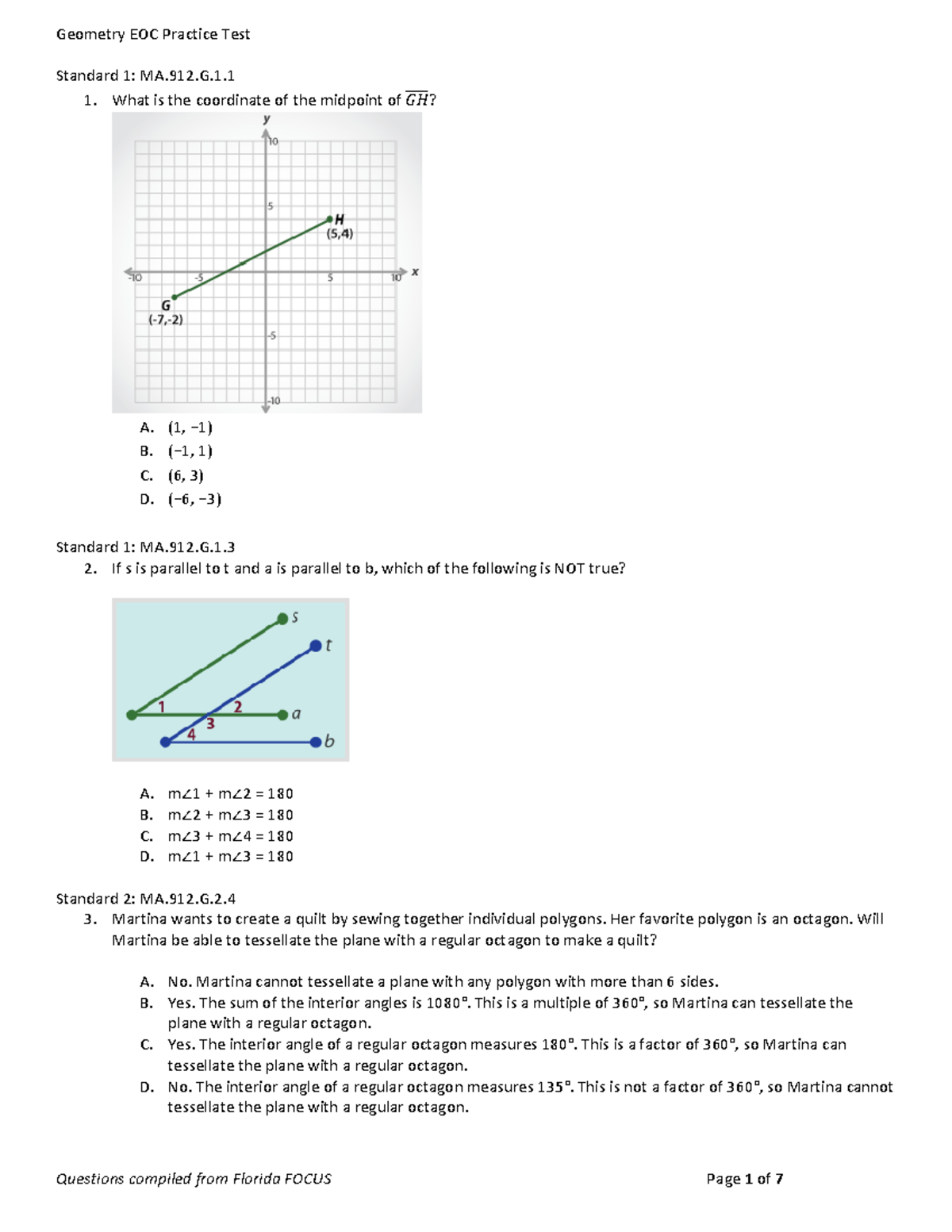 Geometry EOC Practice Test - Standard 1: MA.912.G. What is the ...