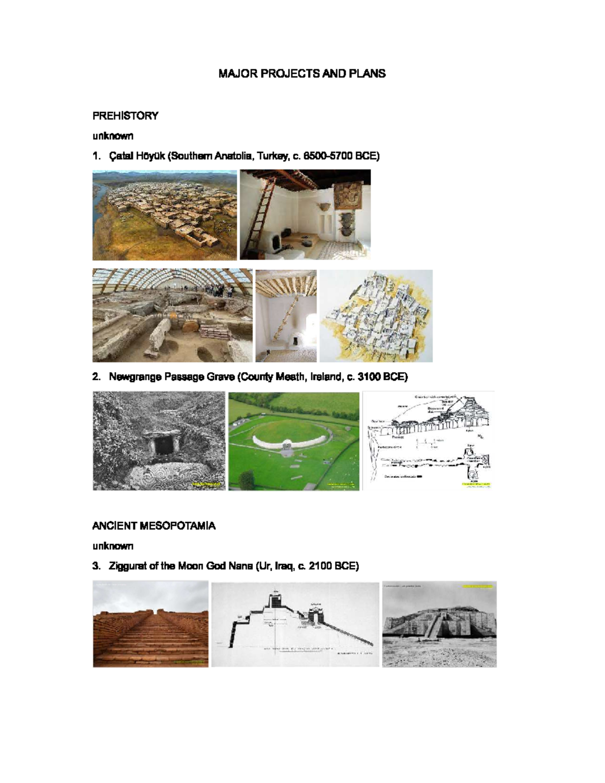 Final Study List: Major Projects and Plans in Prehistory and Beyond ...