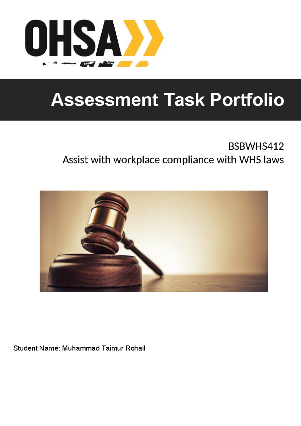 BSBWHS412 Final Assessment Task Portfolio on WHS Compliance - Studocu