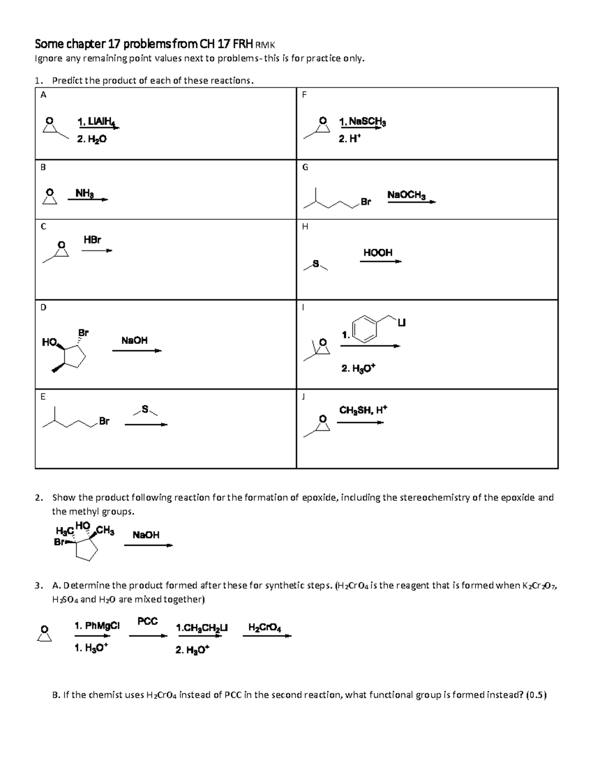 Some chapter 17 practice spring 2025 - Some chapter 17 problems from CH ...