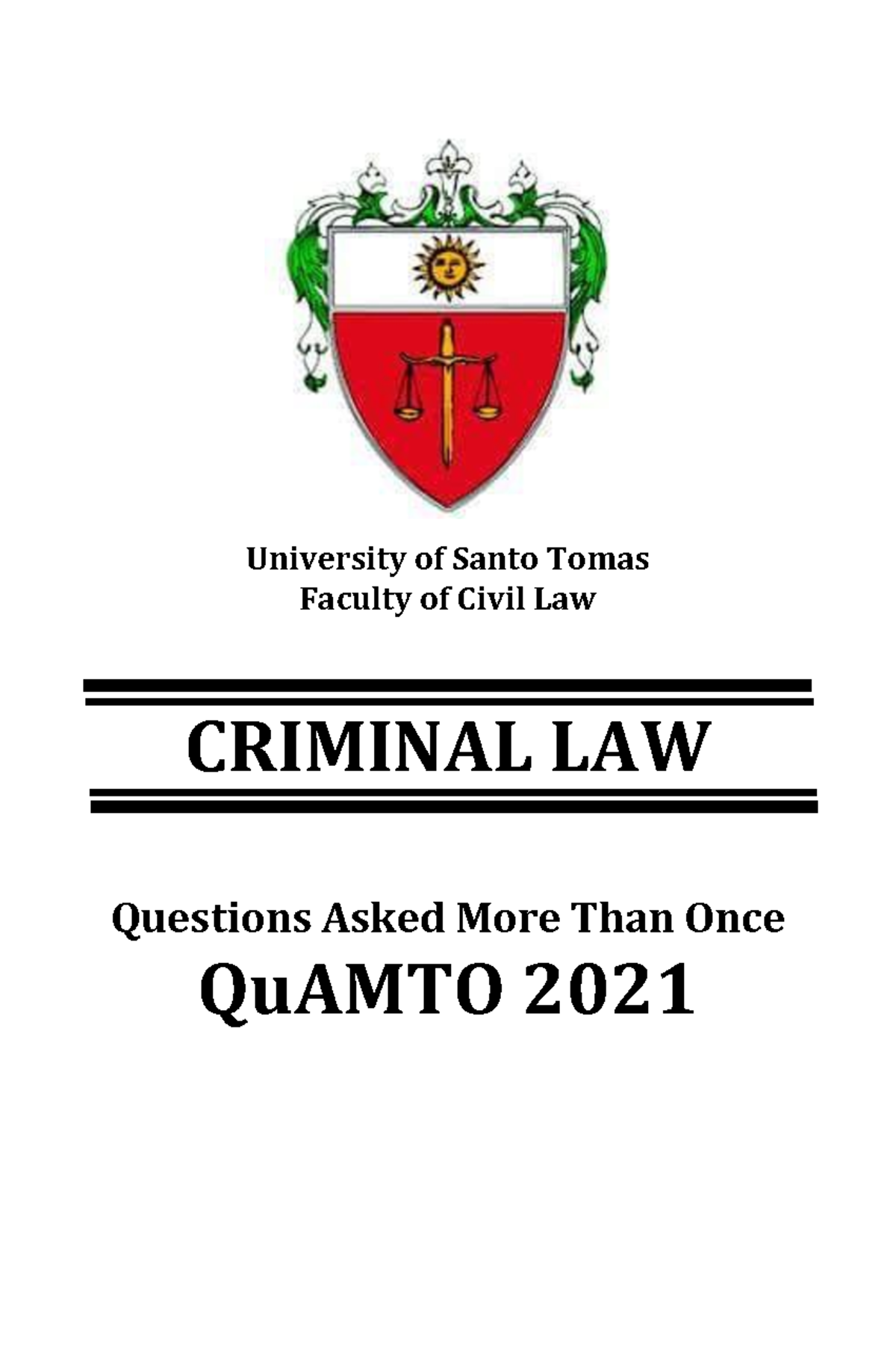 Criminal Law QuAMTO 2021: Compilation of Past Bar Questions and Answers ...