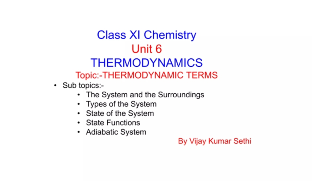 Thermodynamics Unit 6: The System, Surroundings & State Functions - Studocu