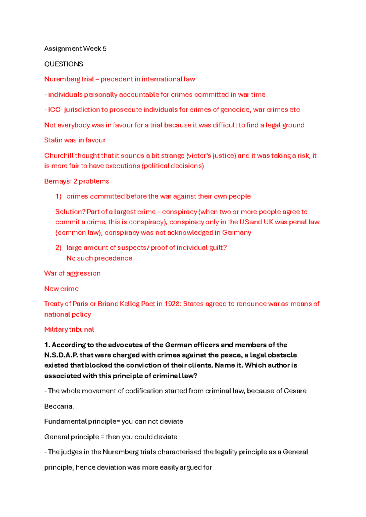 Assignment Week 5: Nuremberg Trials and International Law Analysis ...