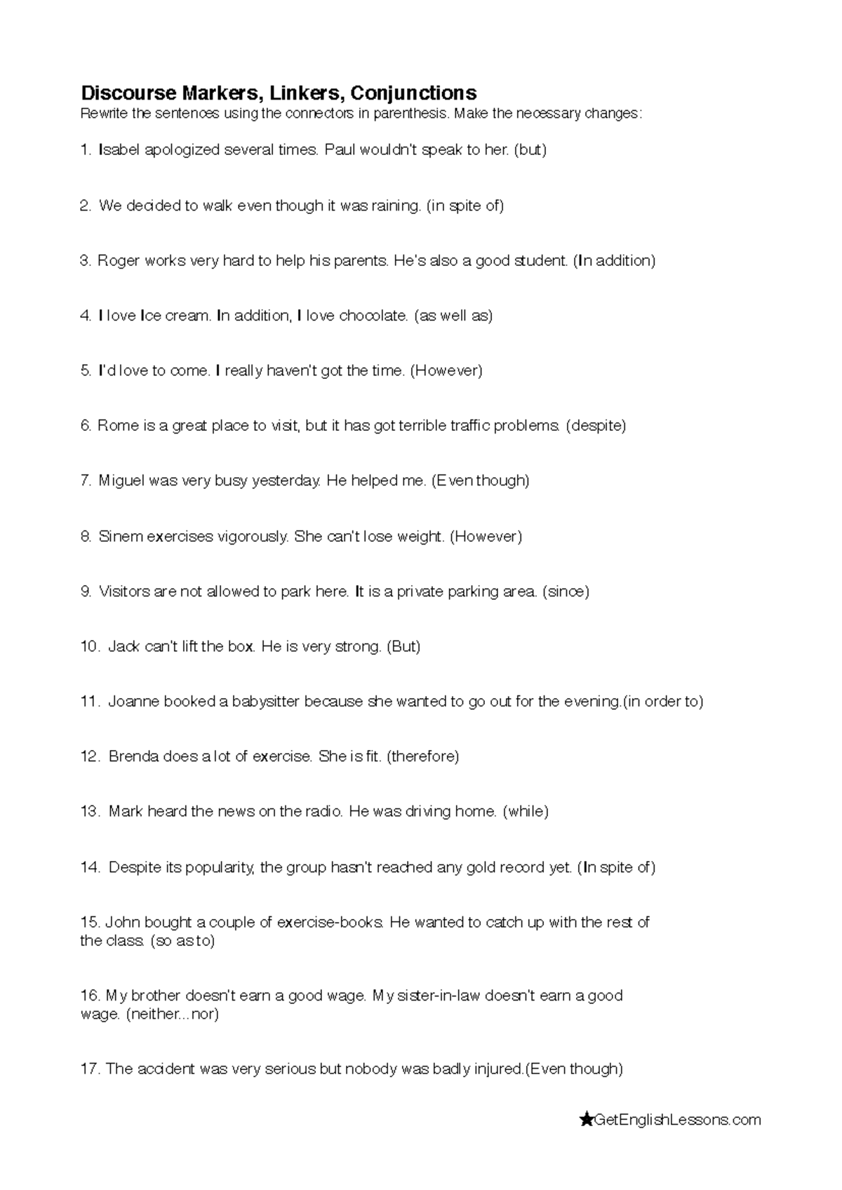 Discourse Markers - online exercise - Discourse Markers, Linkers ...