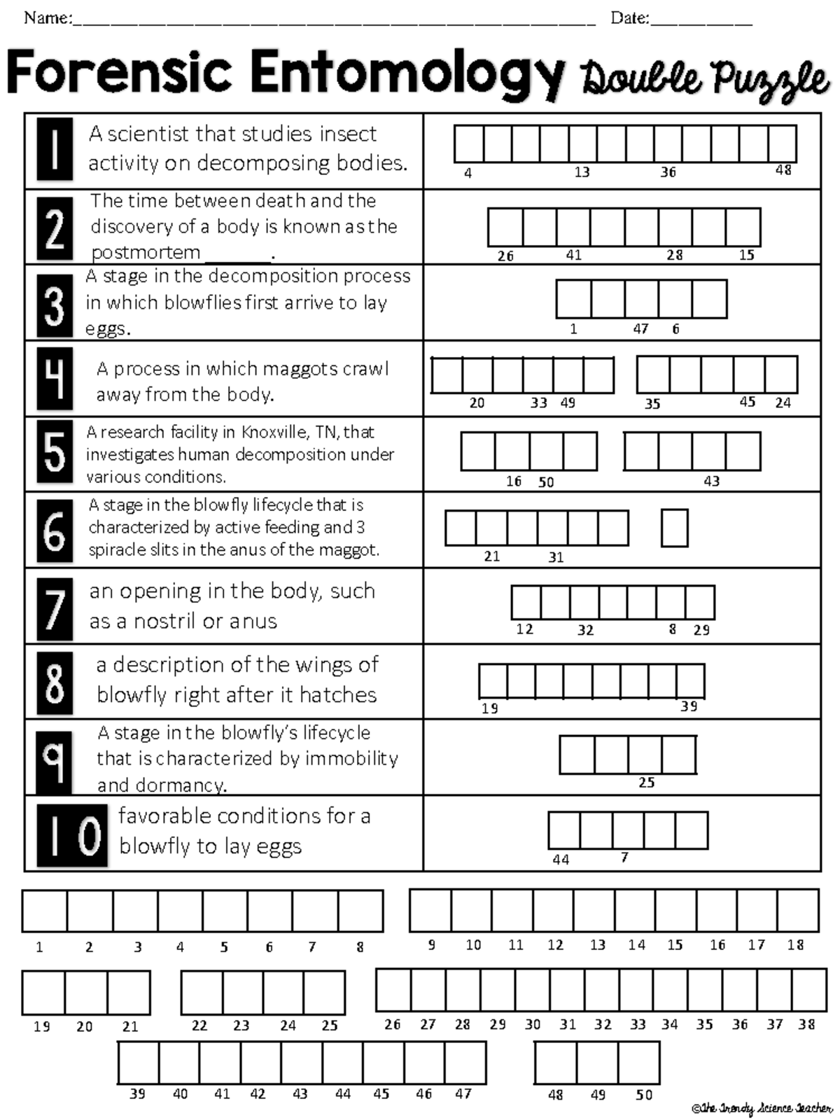 Forensic Entomology Double Puzzle Exercise - Solve & Learn - Studocu