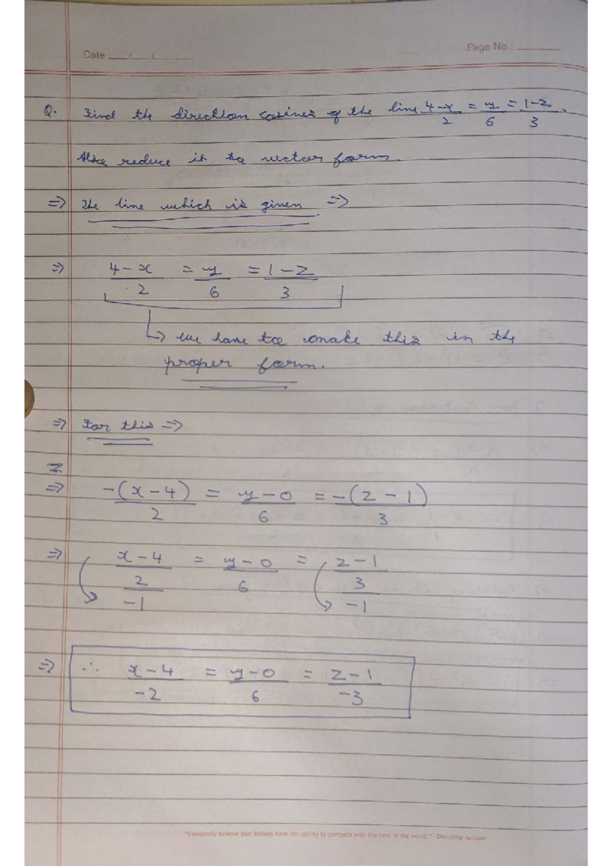 ACE 2026: Direction Cosines & Vector Form Analysis - Studocu