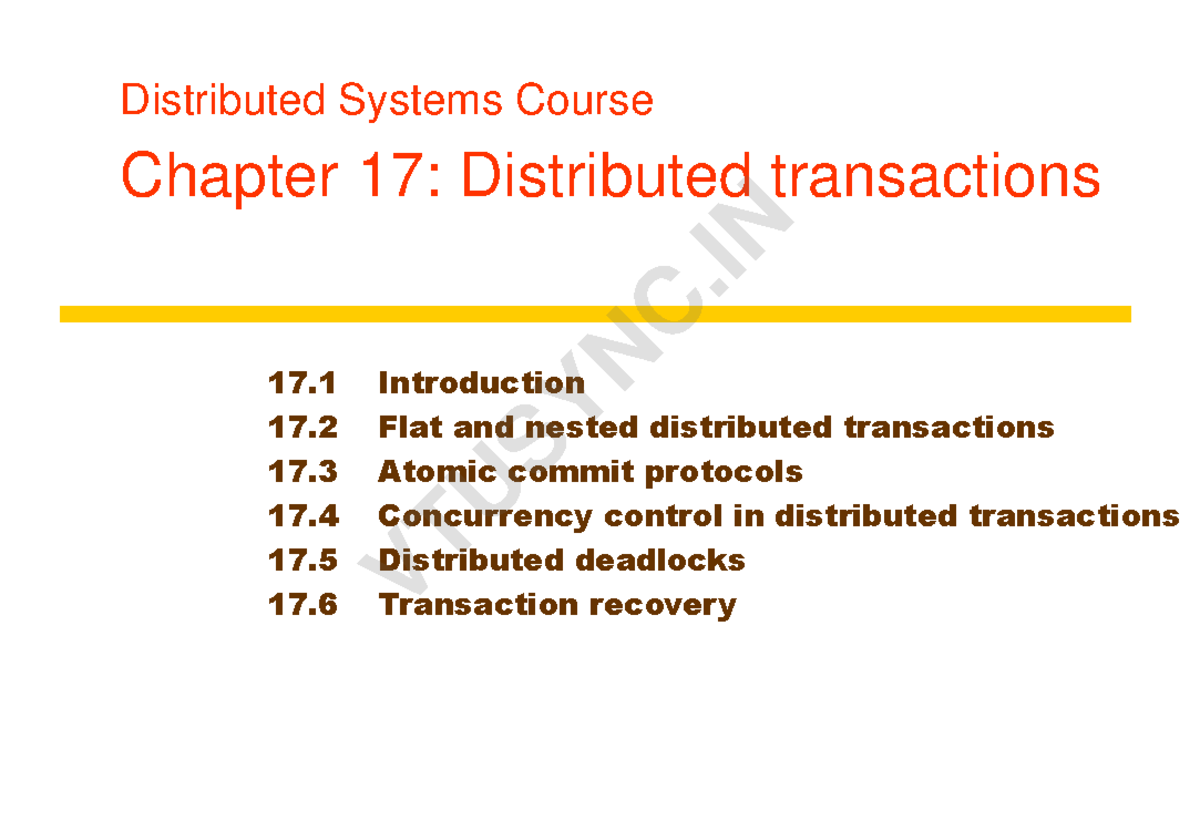 BCS515D - Module 5: Distributed Transactions and Commit Protocols - Studocu