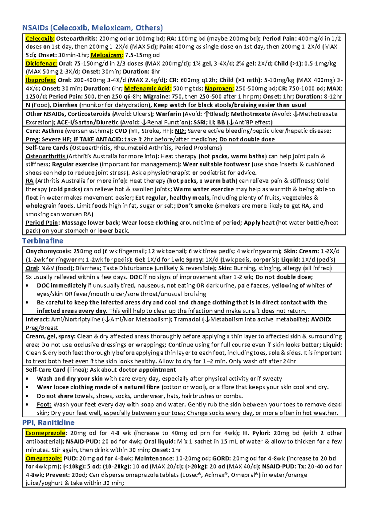 Phrm4012: Oral Exam Notes on OTC, Ethics, and NSAIDs Treatments - Studocu