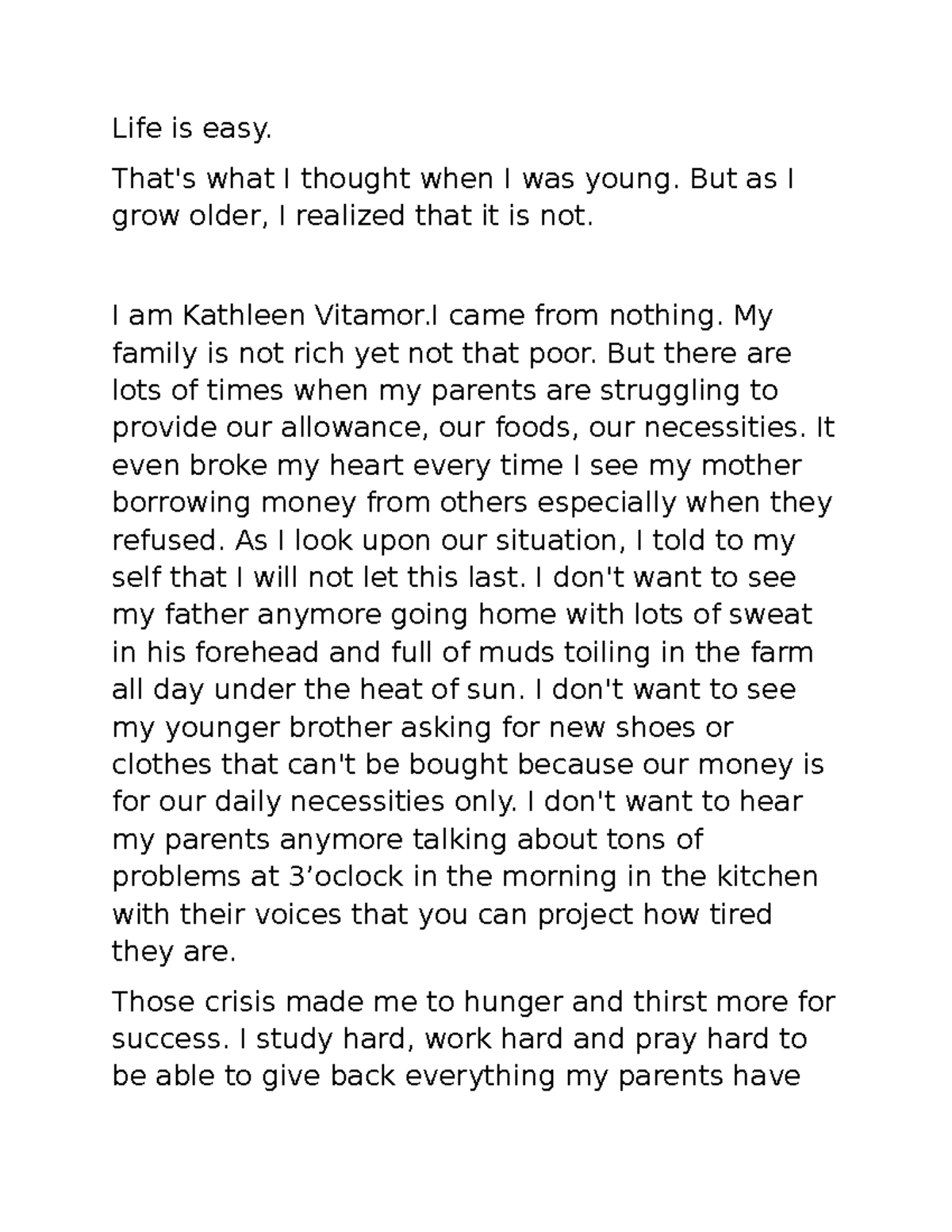 Speech for Gec 102 2nd sem final requirements in italian accent. Inspirational speech. - Life is ...