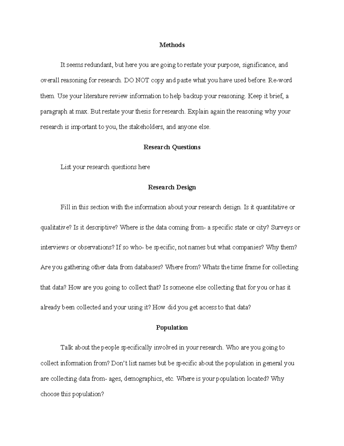 Methods Outline - Research Design & Population Analysis - Studocu