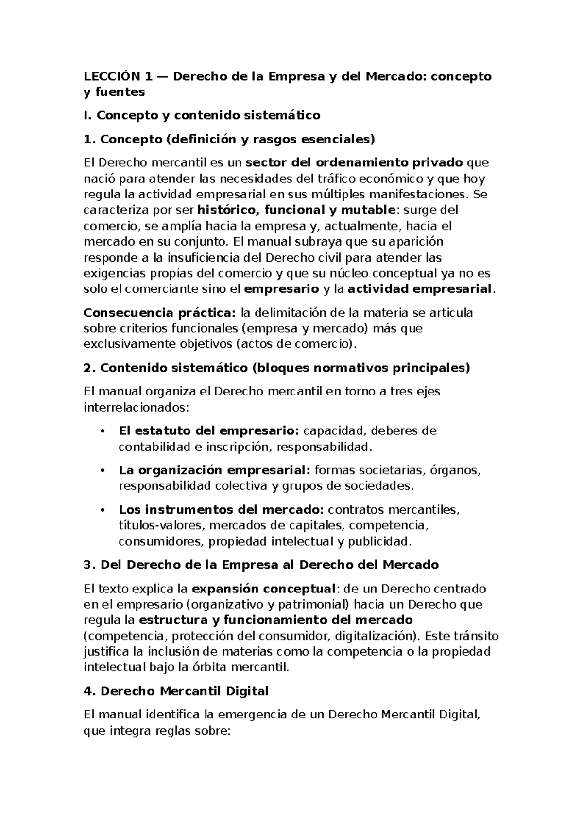 LECCIÓN 1: Conceptos Fundamentales del Derecho Mercantil y sus Fuentes ...
