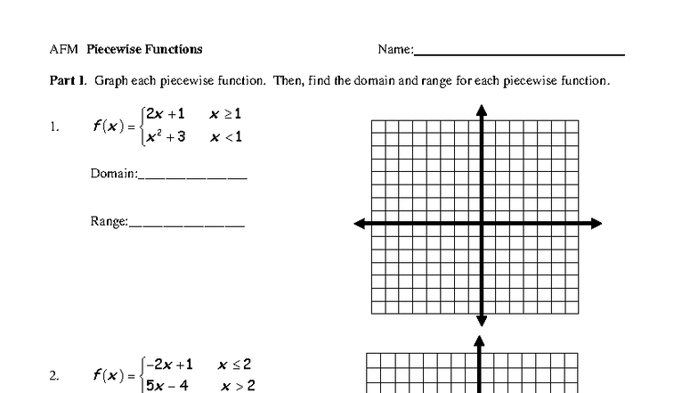 AFM Piecewise Functions Practice for High School Students - Studocu