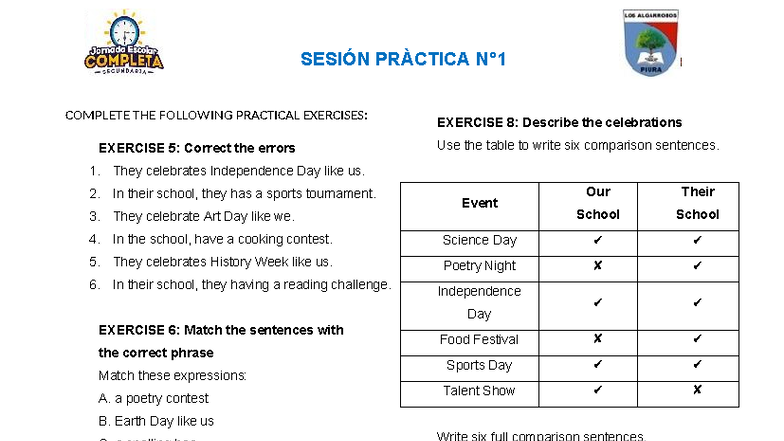SESION PRÀCTICA 8: Ejercicios de Comparación y Celebraciones Tercero ...