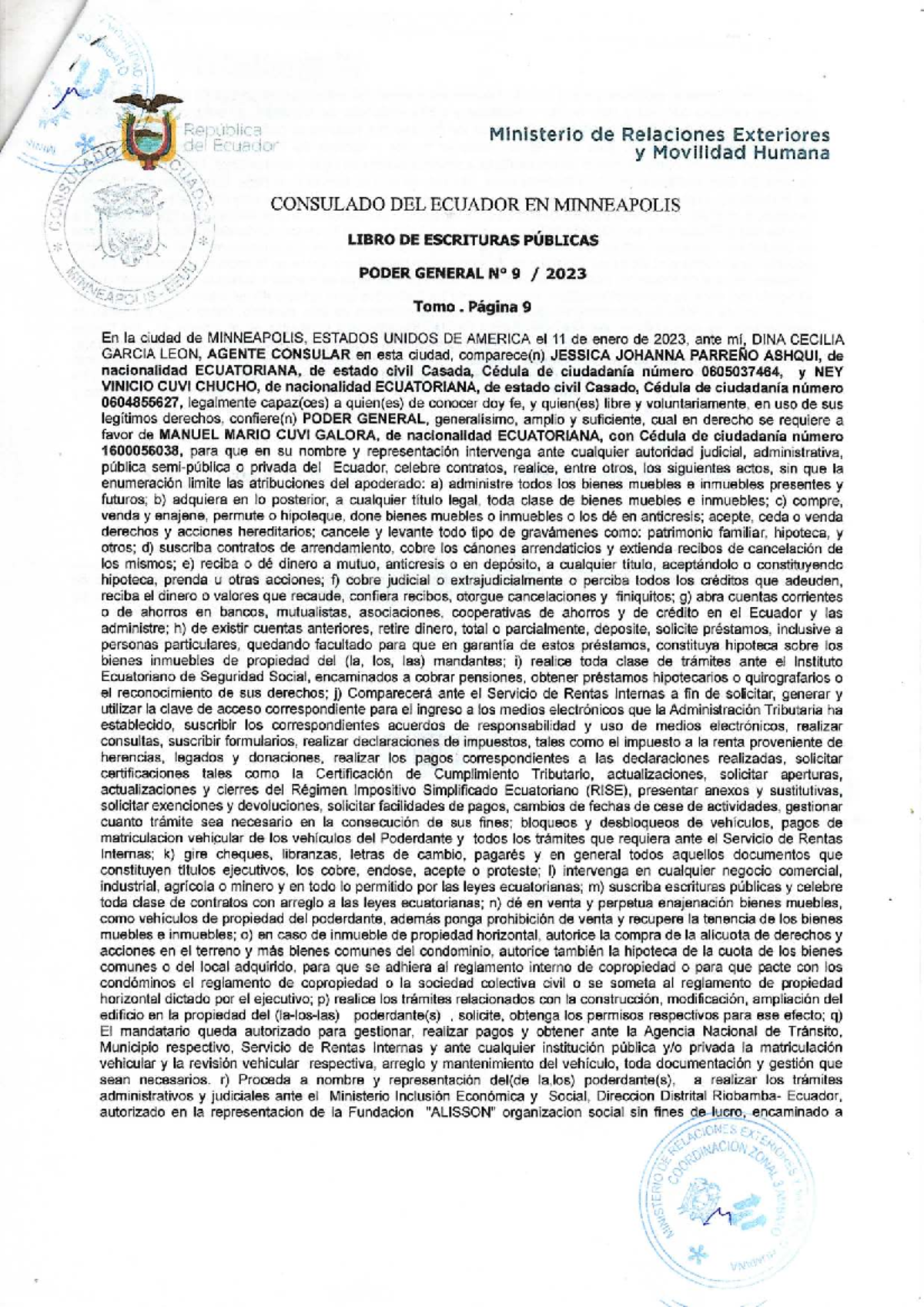 Poder General Notarial - Consulado de Ecuador en Minneapolis 2023 - Studocu