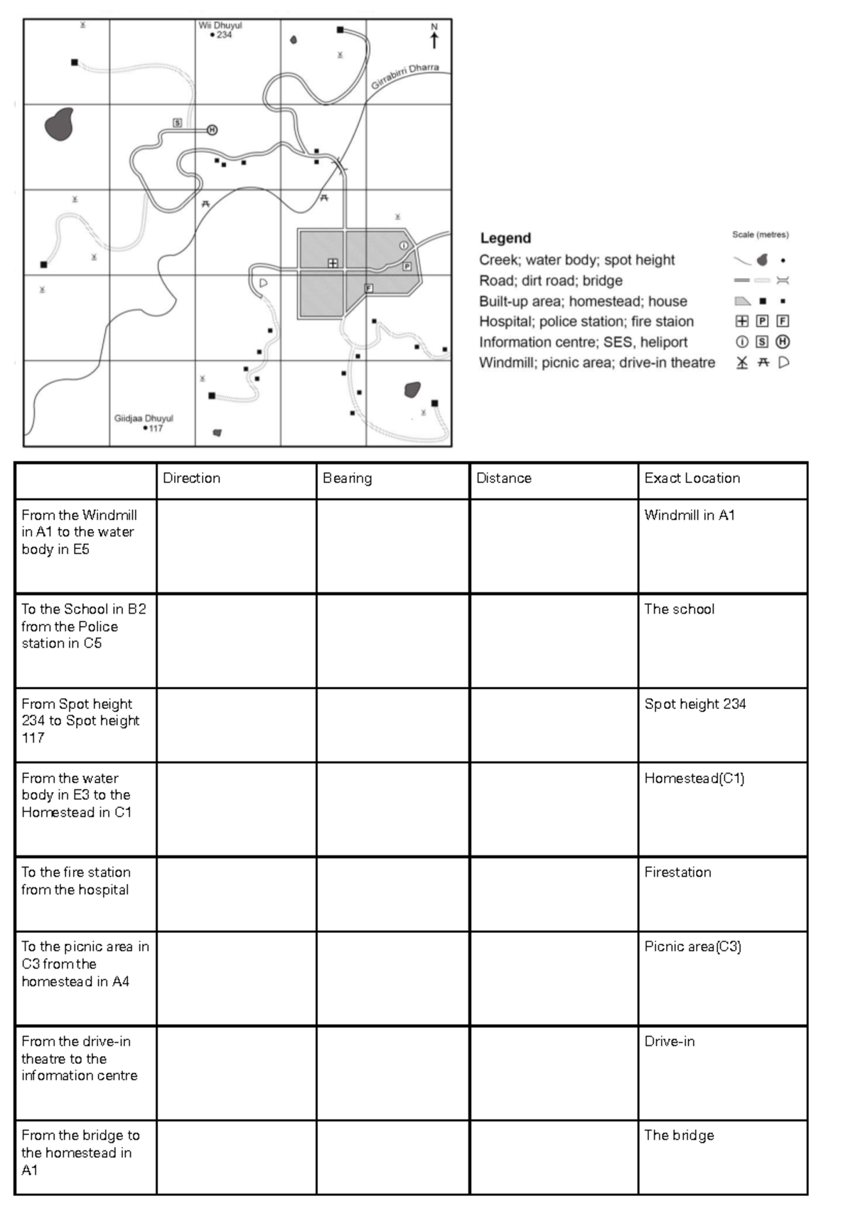 Mapwork revision - map work test - Direction Bearing Distance Exact ...