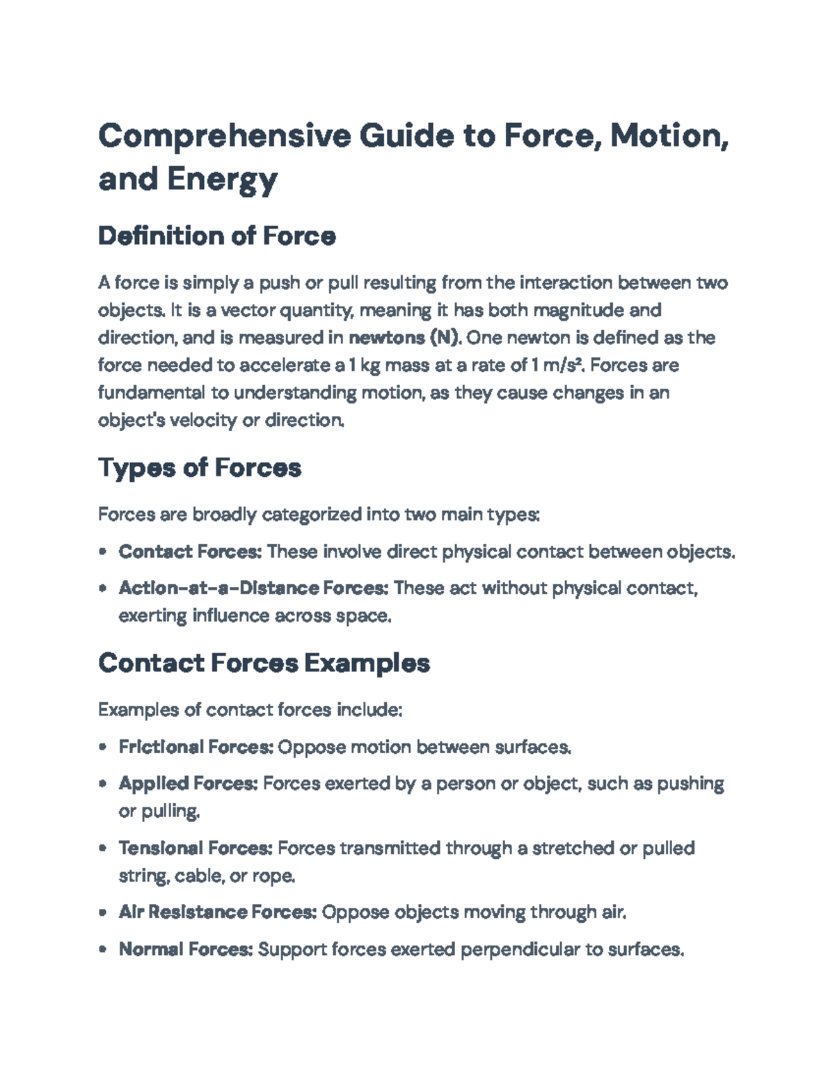 Comprehensive Guide to Forces, Motion, and Energy (PHYS 101) - Studocu