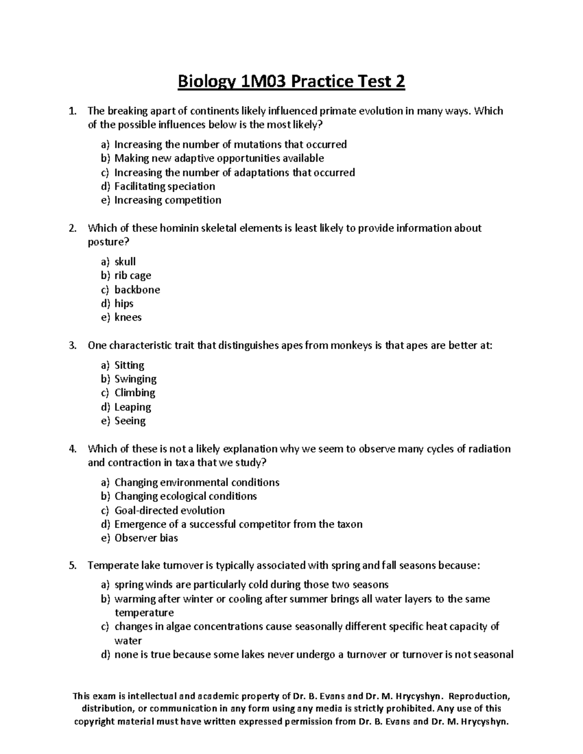 Bio1M03 Practice Test 2 - This exam is intellectual and academic ...