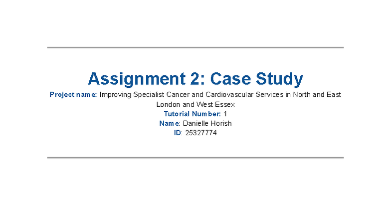 EPA - Assessment Task 2: Case Study on Cancer & Cardiovascular Services ...