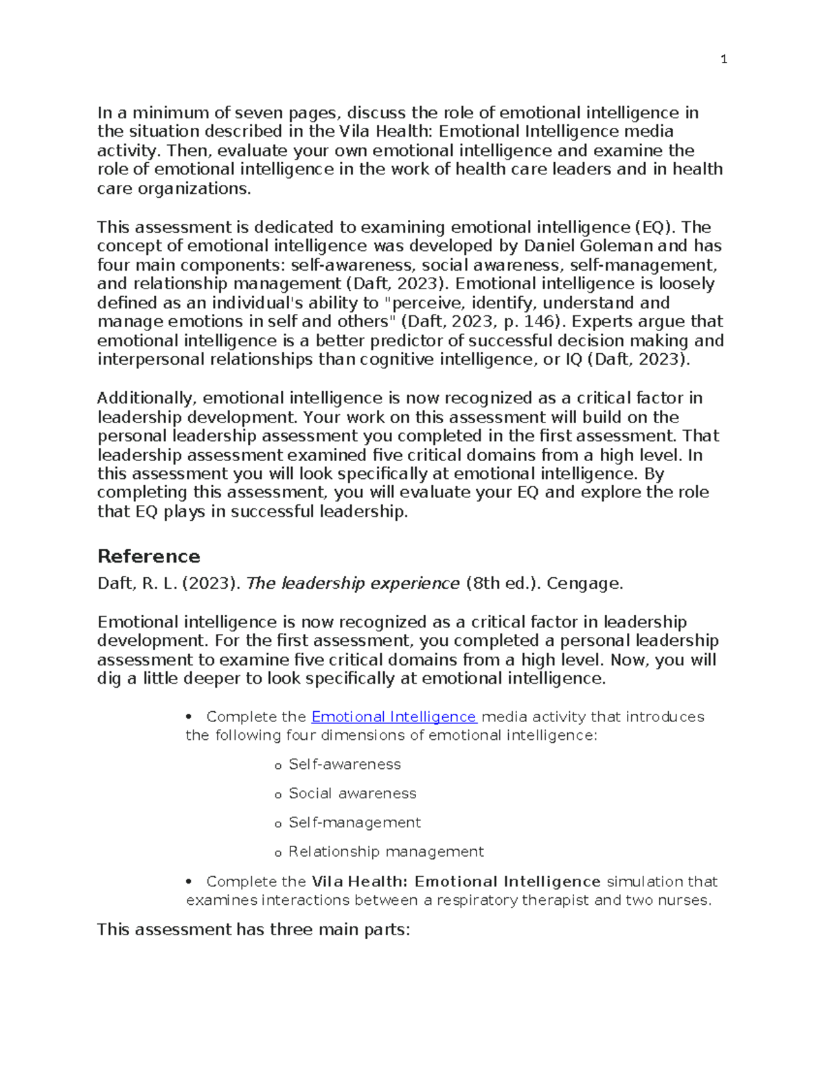BHA-FPX4102 Assessment 2: The Role of Emotional Intelligence in ...