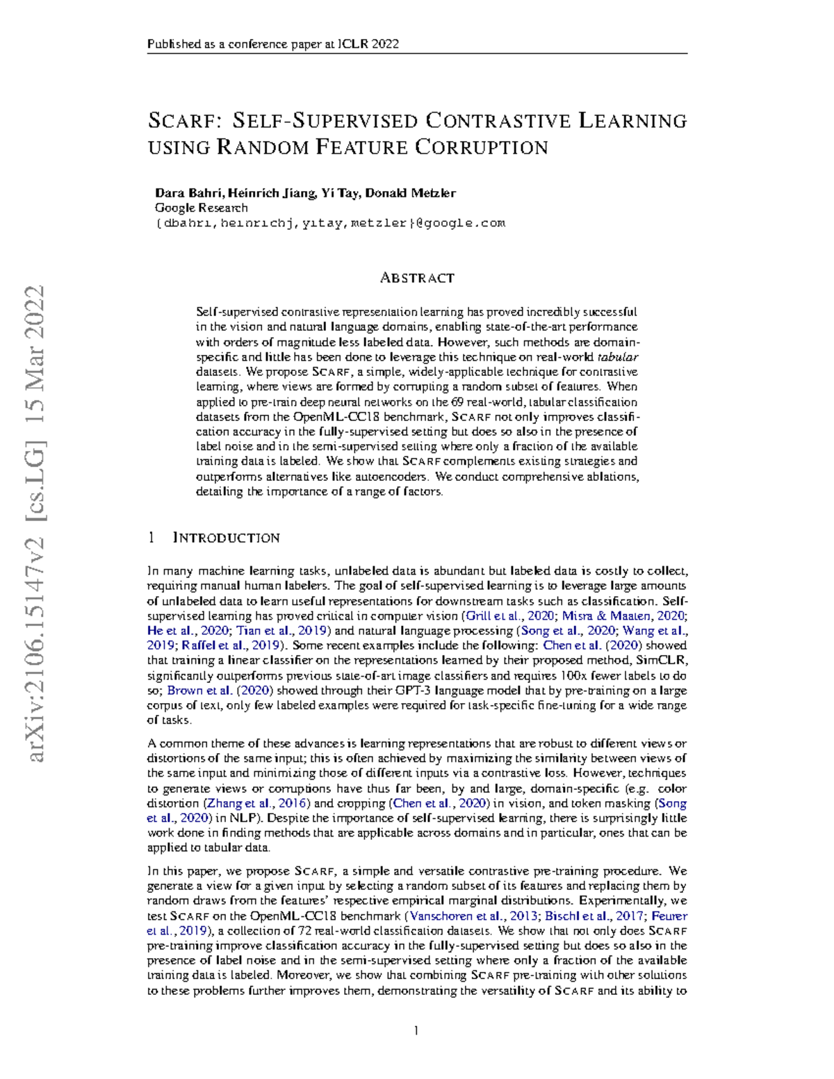 S CARF: Self-Supervised Contrastive Learning for Tabular Data (ICLR ...