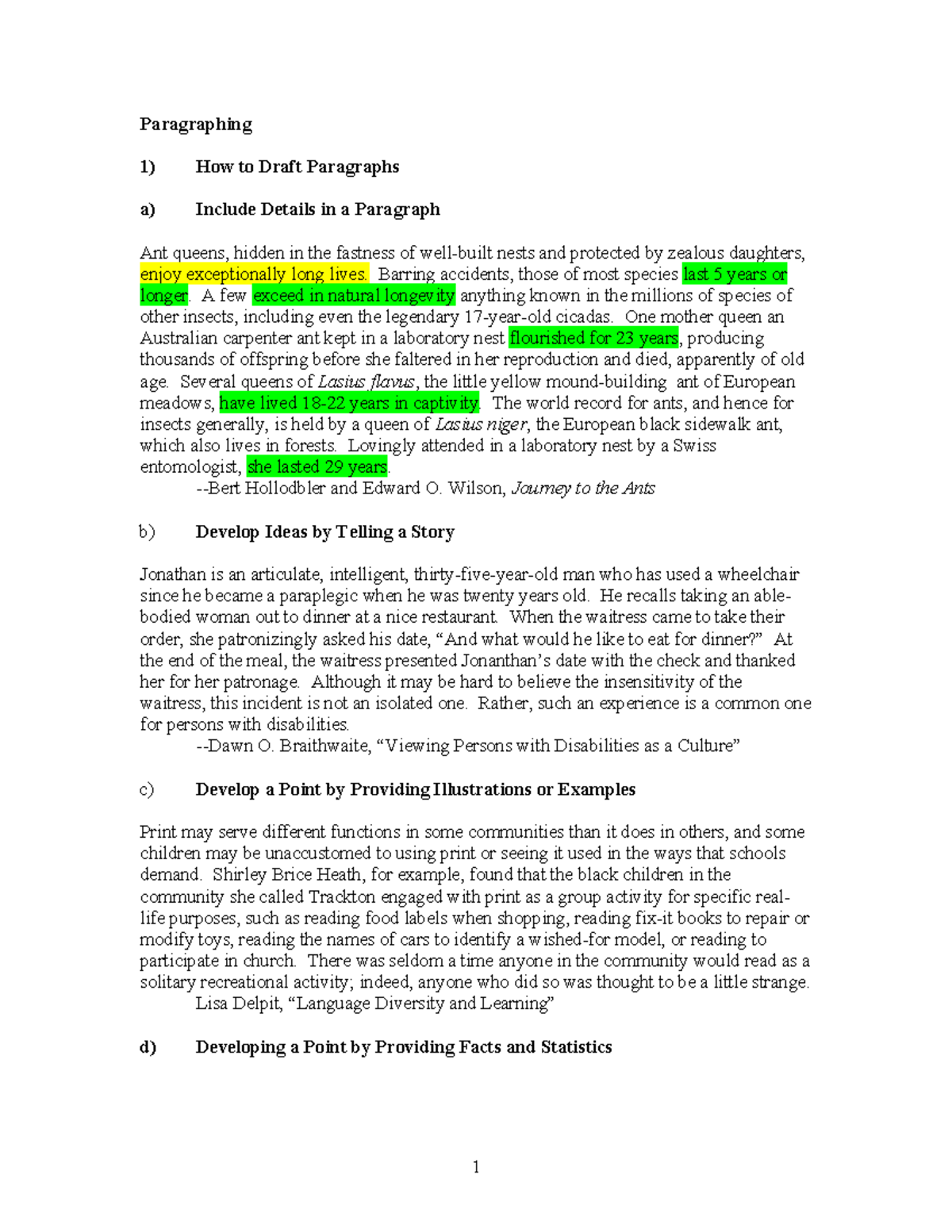 Paragraphing Exercises - Drafting and Developing Ideas - Studocu