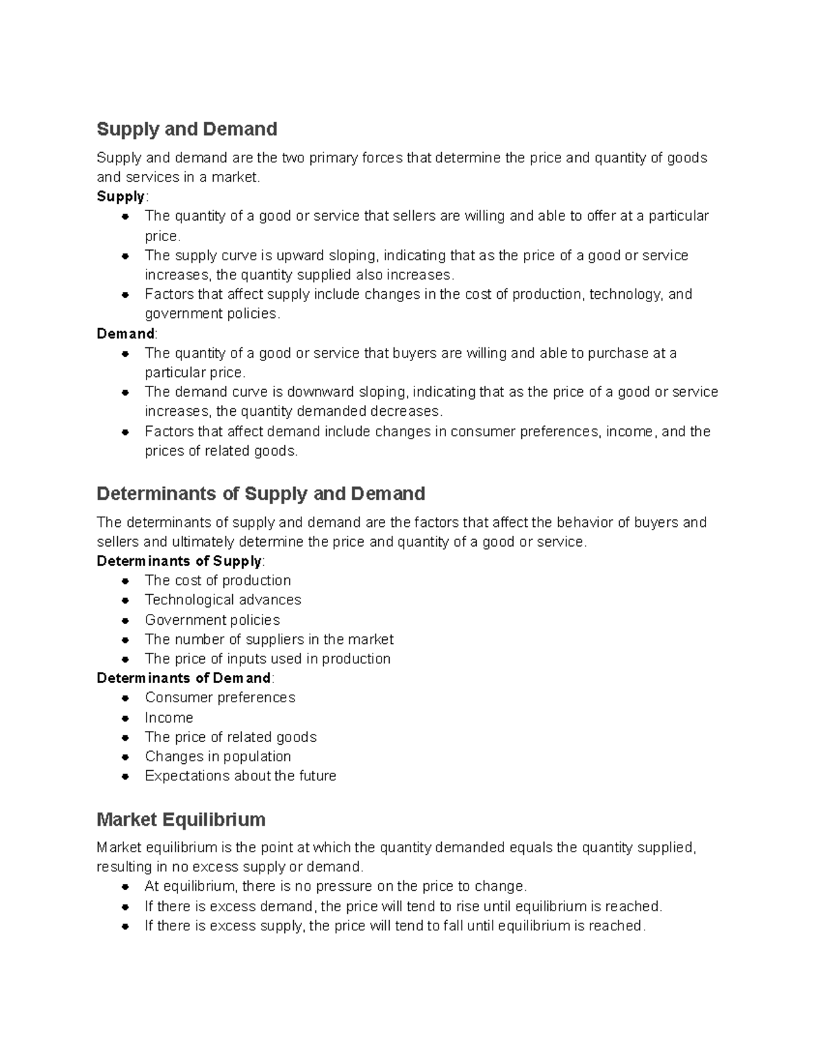 Econ 200-Ch.3 Markets - Notes on McGraw Hill Microecon textbook Chapter ...