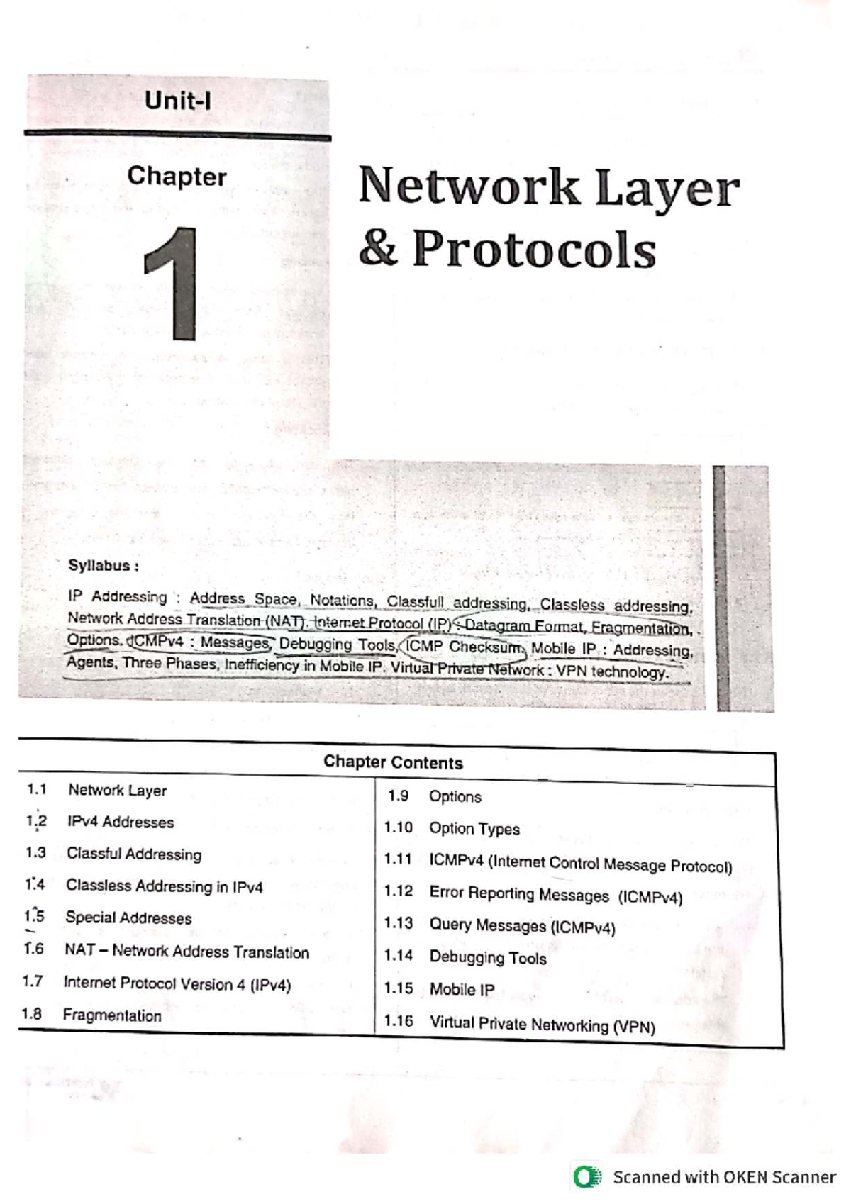 ACN unit 1 book - textbook notes - Chapter Network Layer 1 Protocols ...