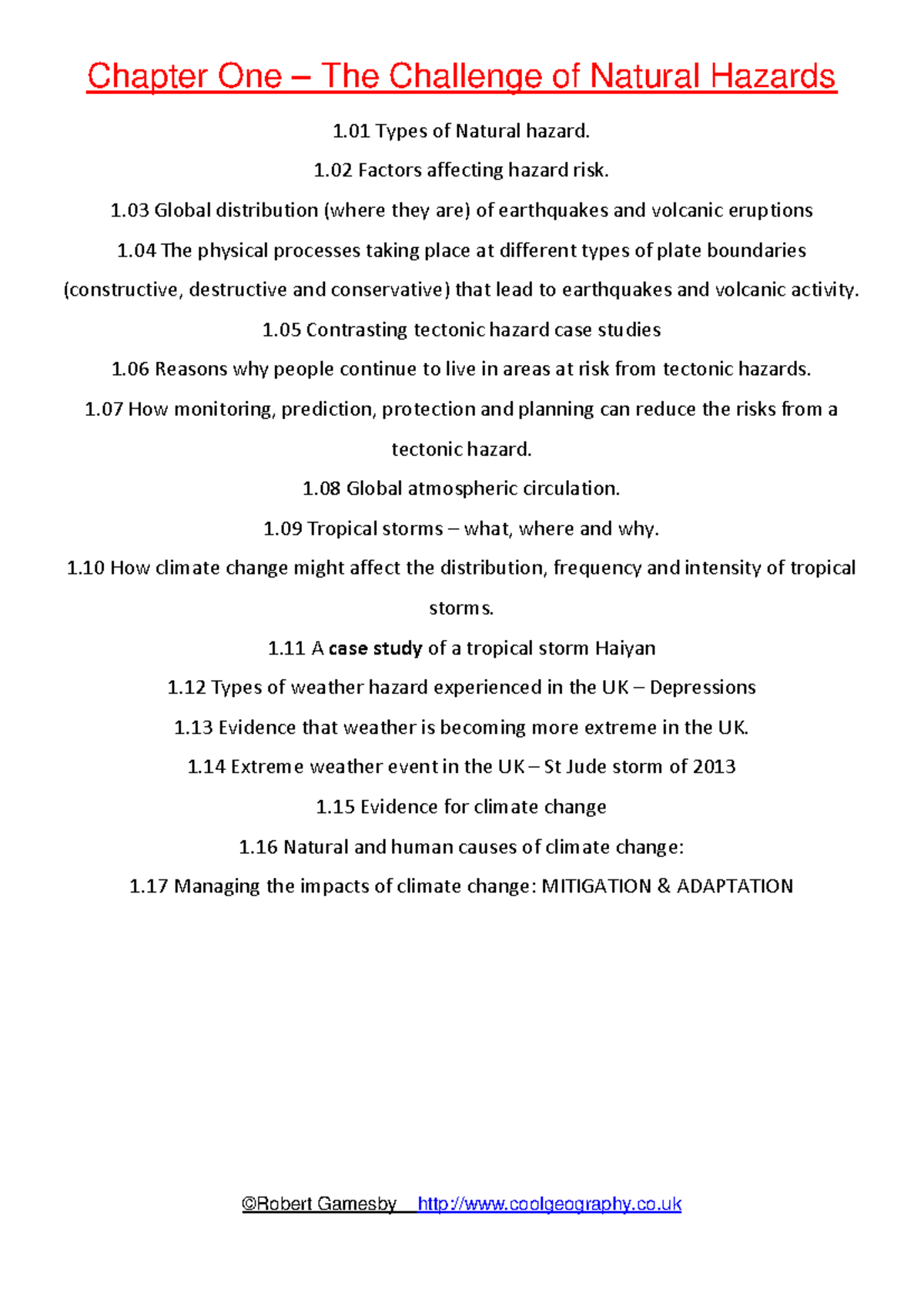 Challenge of Natural Hazards GCSE: Comprehensive Study Guide - Studocu