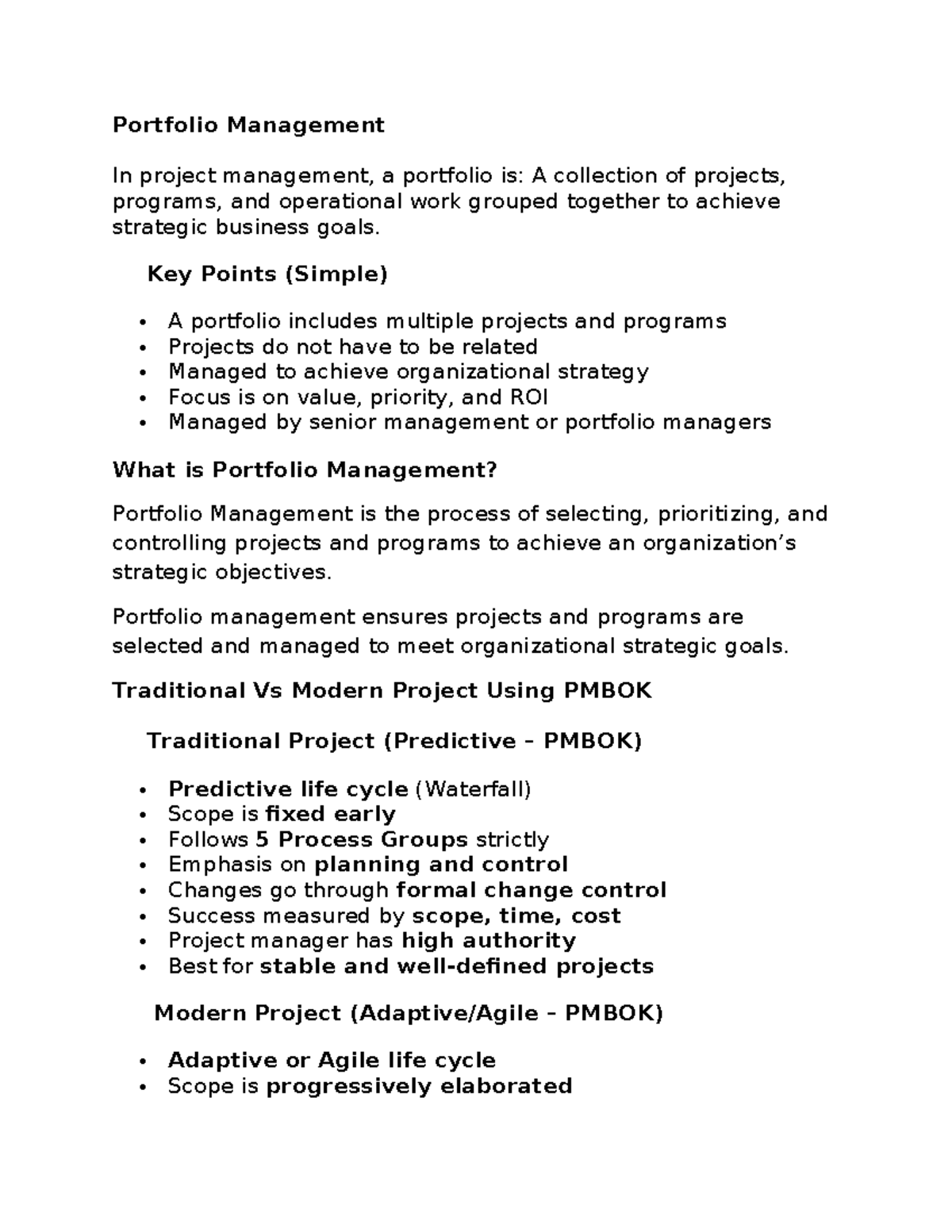 Portfolio Management - Unit 1 Overview and Key Concepts - Studocu