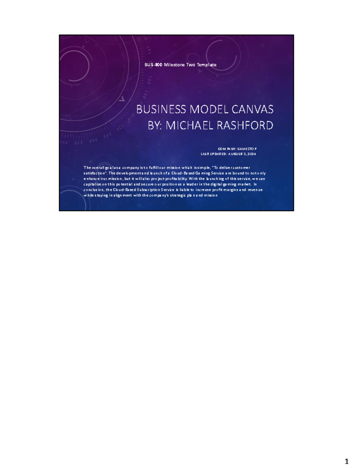 BUS 400 Milestone Two - Business Model Canvas Presentation for GameStop ...