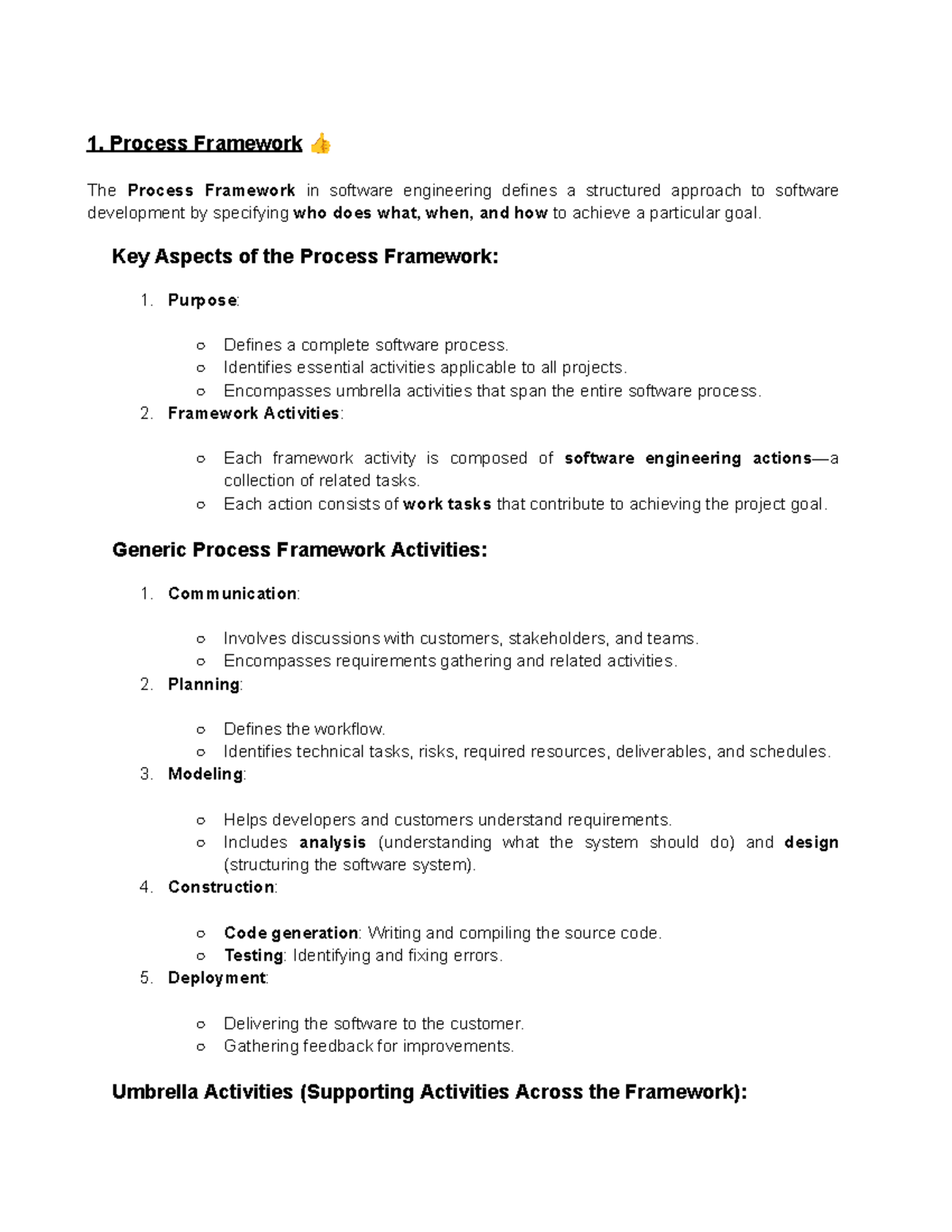 SEPM - notes - 1. Process Framework 👍 The Process Framework in software ...
