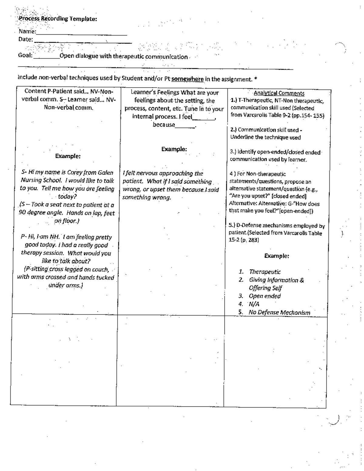 Process Recording Example and Definitions: A Comprehensive Guide - Studocu