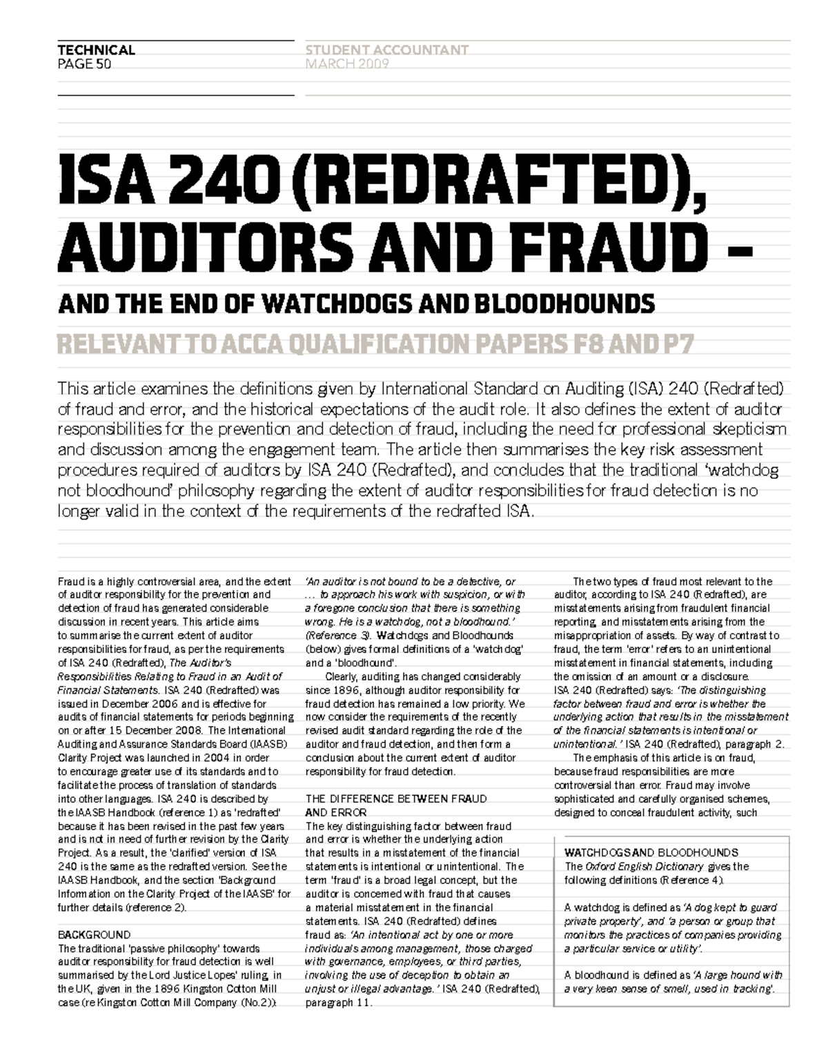 ACCA articles Audit and Assurance sa march 09 jones - TECHNICAL PAGE 50 ...