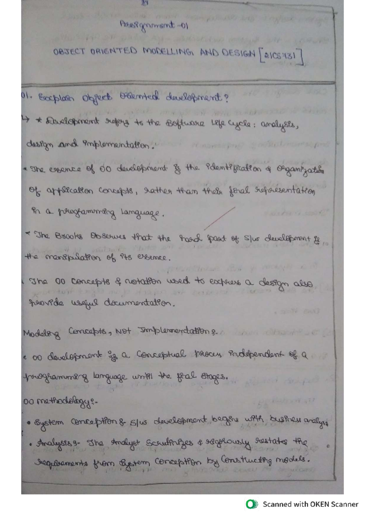 Object Oriented Modelling & Design (OOMD) Assignment 01 - Studocu