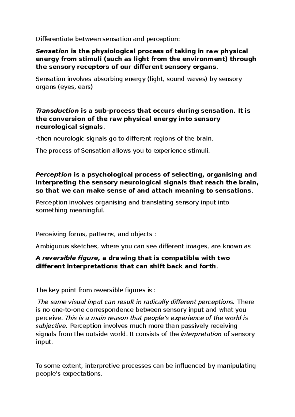 Slk 120 - Test 2: Sensation and Perception Insights - Studocu