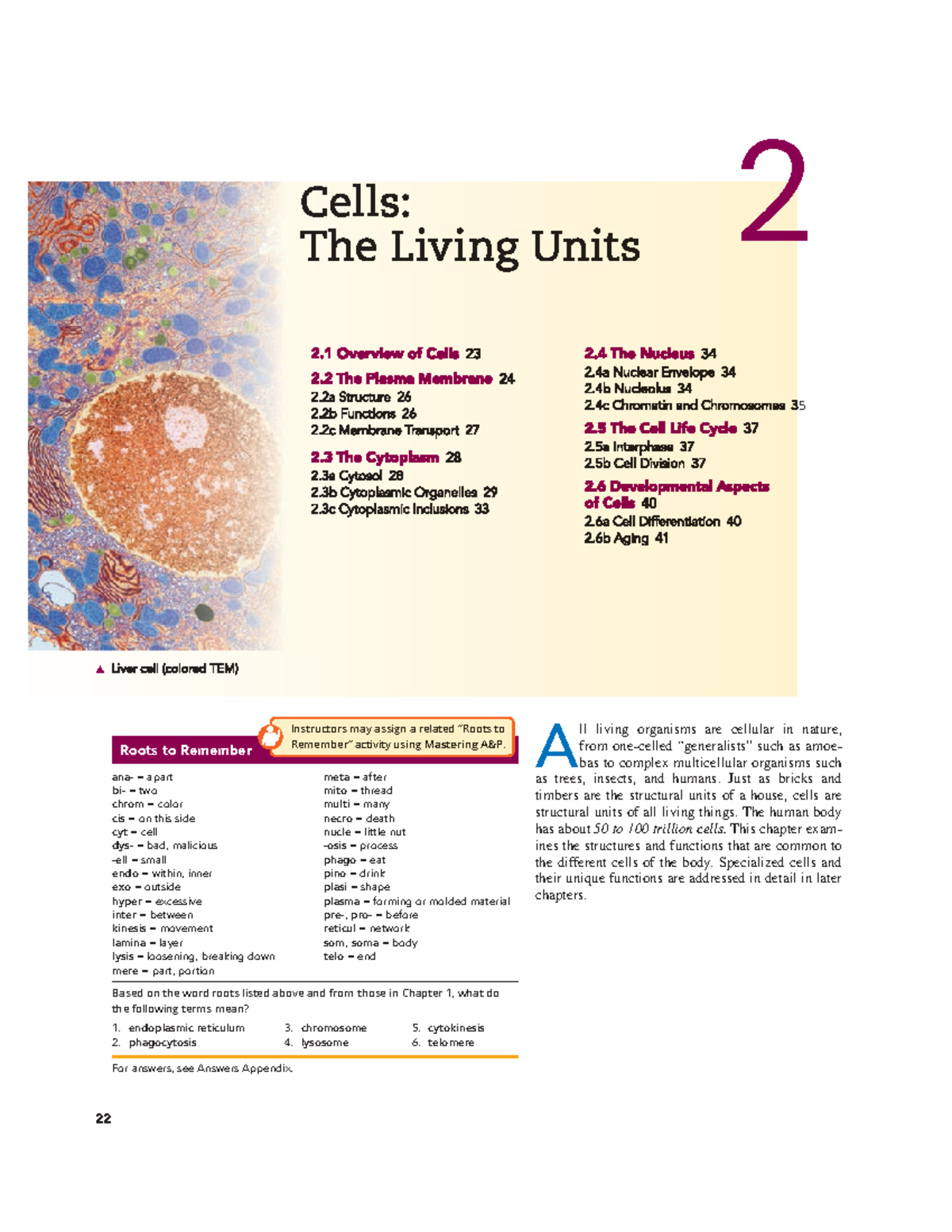 MWB Ch2 - Textbook Overview and Cell Structures and Functions - Studocu