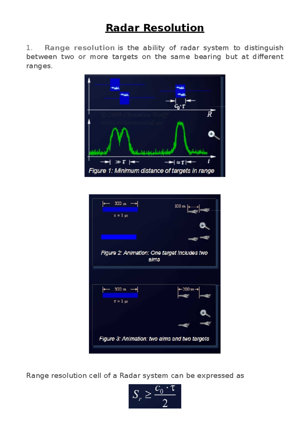 Radar Resolution (New) - Radar Resolution Range resolution is the ...
