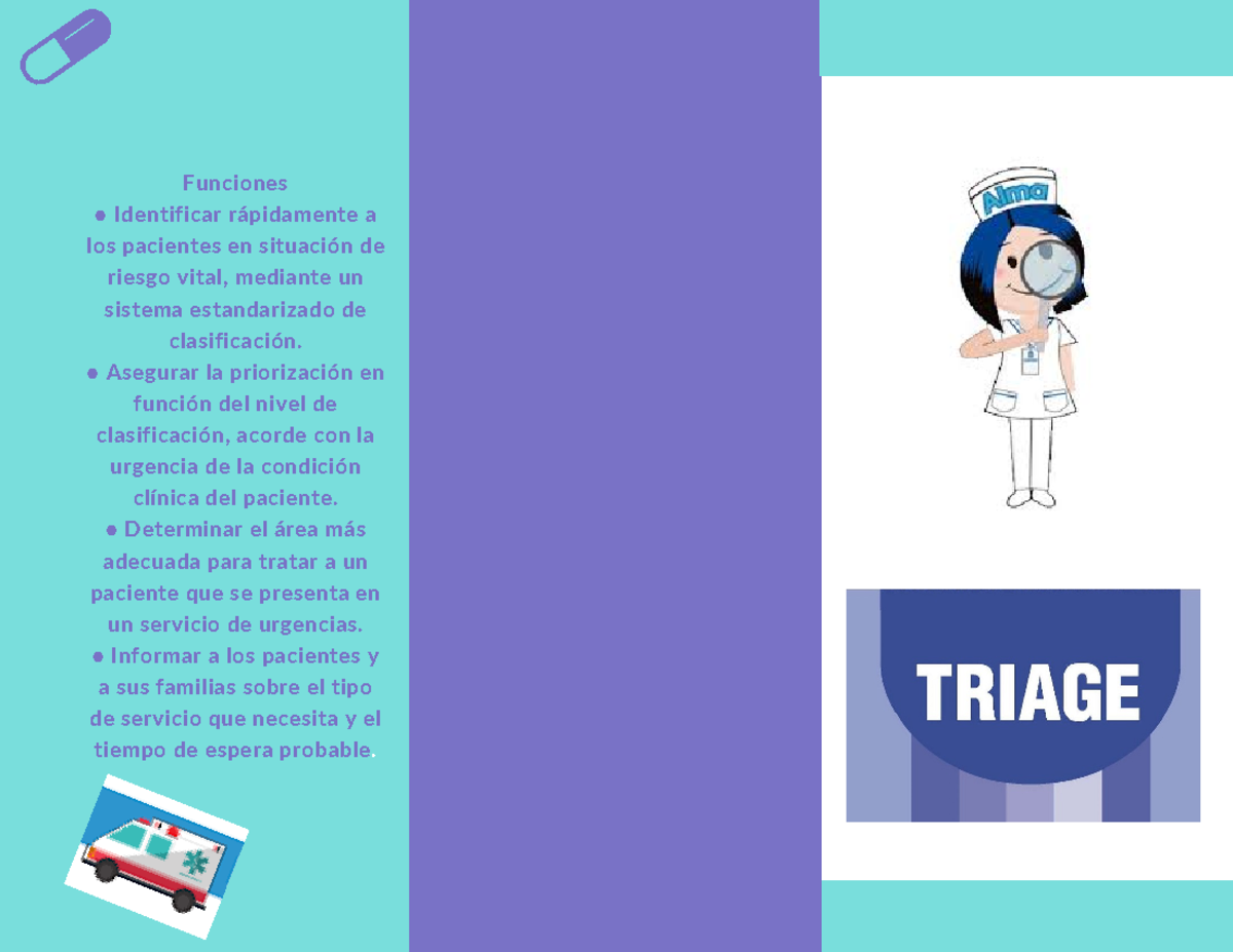 Triptico triage lista de cotejo 5 - Funciones Identificar rápidamente a ...
