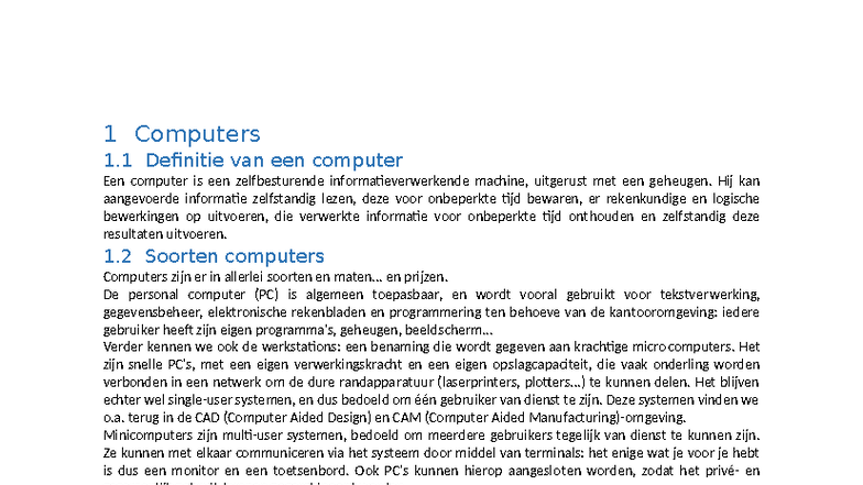 Computers - Lesnotities en Definitie van Computer Systemen - Studocu