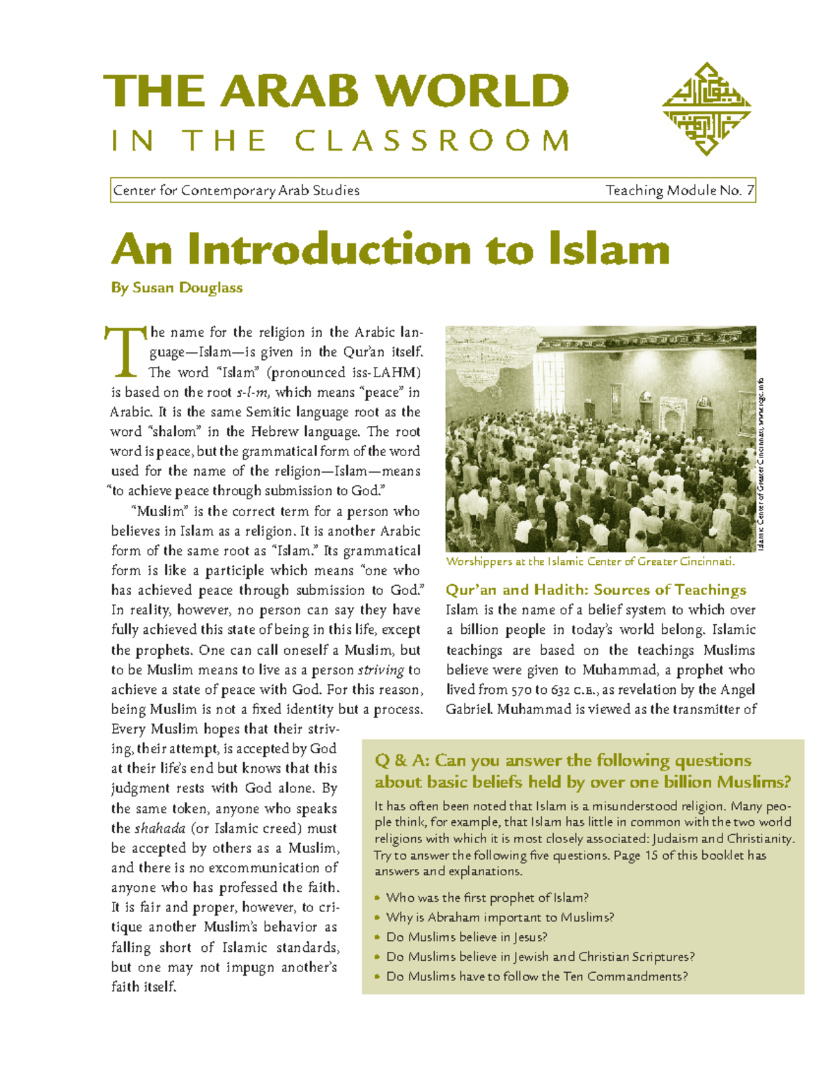 An Introduction to Islam: Educational Insights (CCAS Module 7) - Studocu